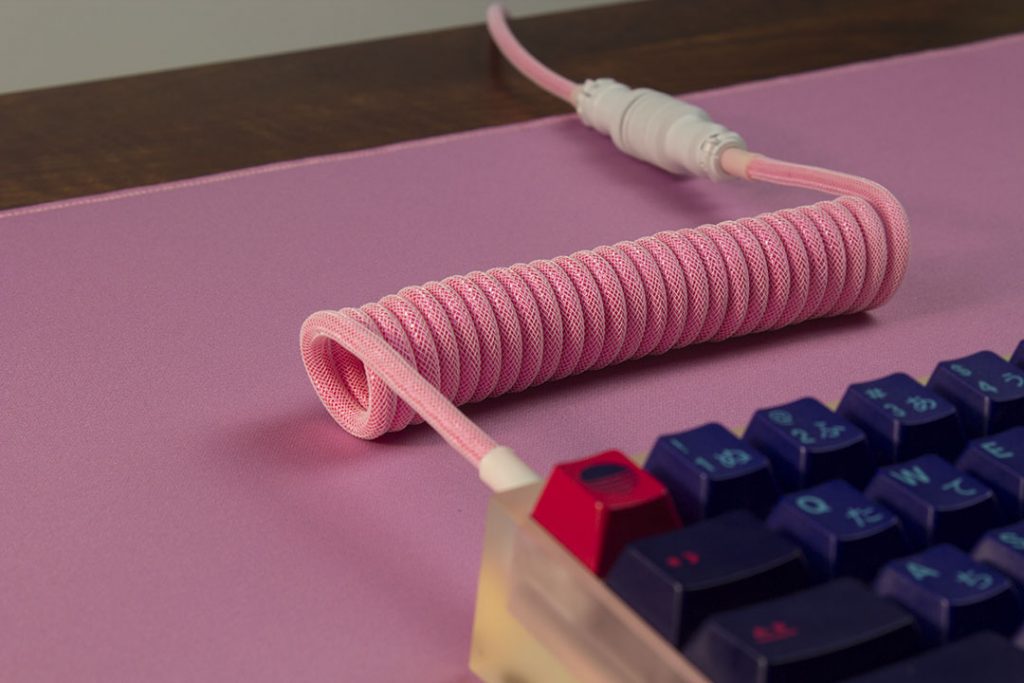 Enthusiast Series Coiled Keyboard Cable (Pink/White) - Tez Cables