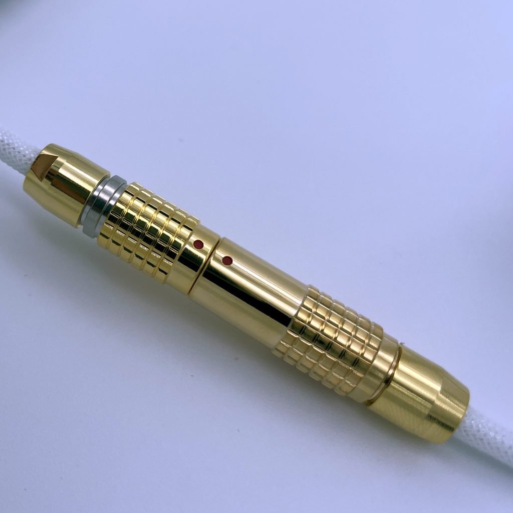 White Lemo Straight Keyboard Cable Gold Lemo Cable Alternative Tez Cables